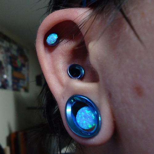 Custom Order Titanium Single Stone Opal Eyelet